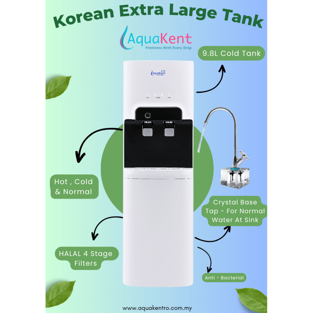 AKXL Water Dispenser Extra Large Tank Hot, Cold Normal 17Litres - AK56-3F