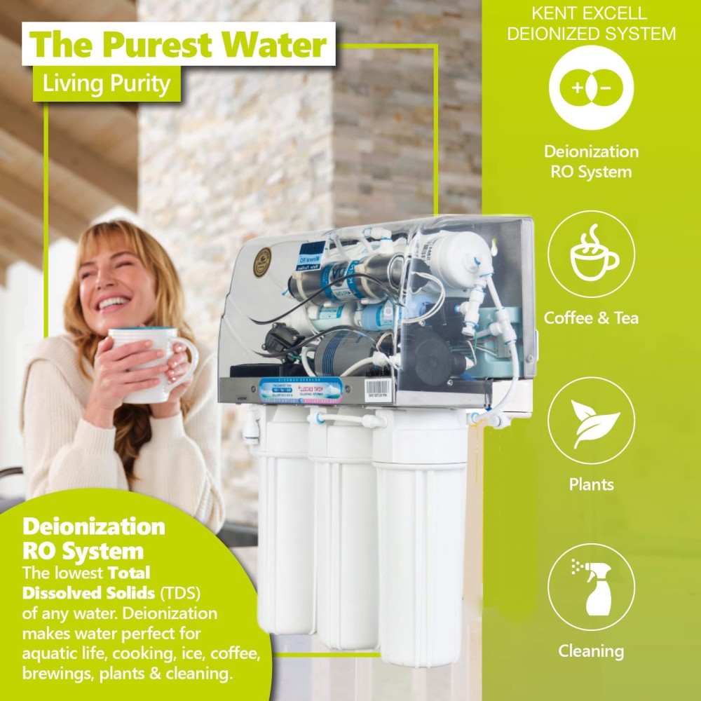Deionized Kent Excel Water Filter 6 stage filtration with RO & Resin