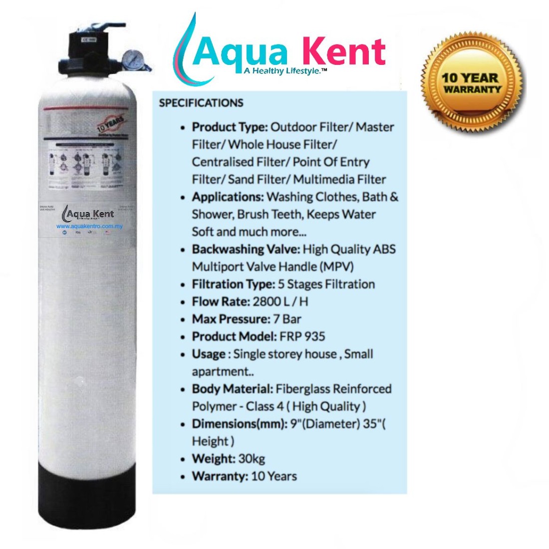 Outdoor Whole House Master Water Filter System FRP935 Sand Filter