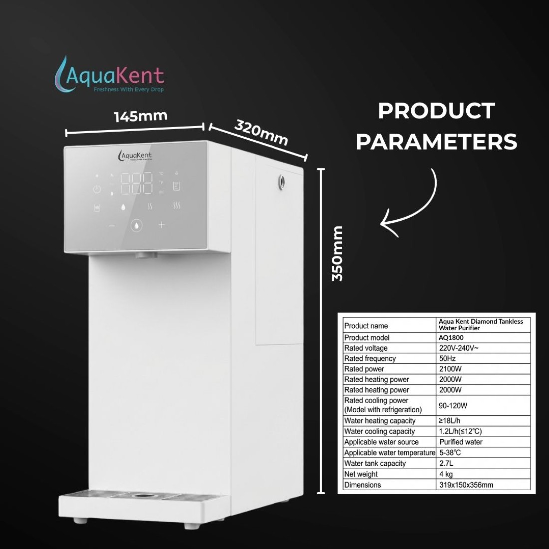 Aqua Kent AQ1800 Tankless Hot & Cold Water Purifier Malaysia